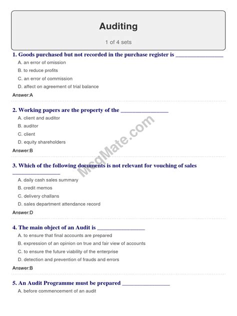 Auditing [set 1] Pdf Audit Financial Audit