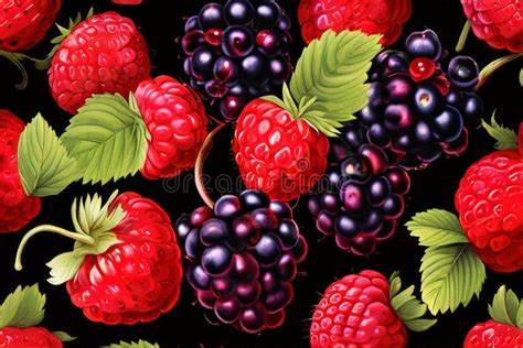 Berry Patterns Repeating Patterns Featuring Various Berry Design Stock