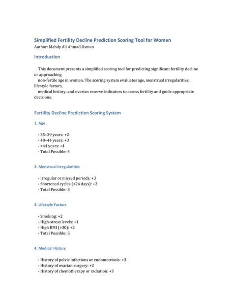 Fertility Decline Prediction Scoring Tool Fdp Pdf