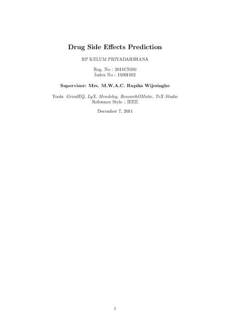 Pdf Drug Side Effects Prediction