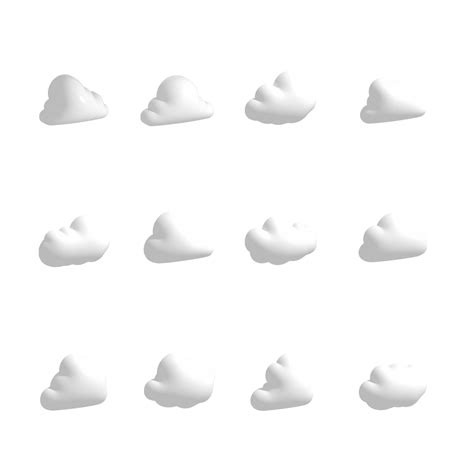 3d Cloud Icons Set Illustration Cute Clouds Sky Element 17051658 Png