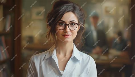 Premium Ai Image Happy Smiling Female Teacher Cute Young People