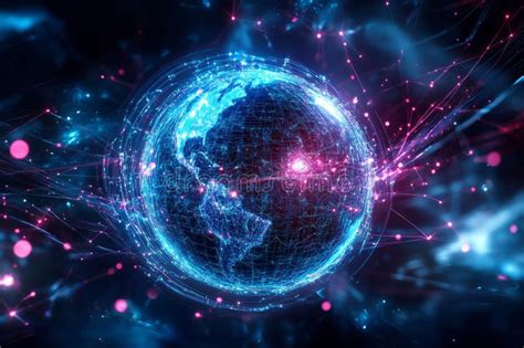 A Glowing Cybernetic Sphere Floating In Deep Space Surrounded By