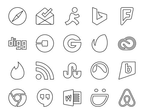 20 Social Media Icon Pack Including Stumbleupon Tinder Car Adobe