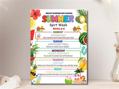 Editable Summer Spirit Week Flyer Template Printable Camp And Daycare