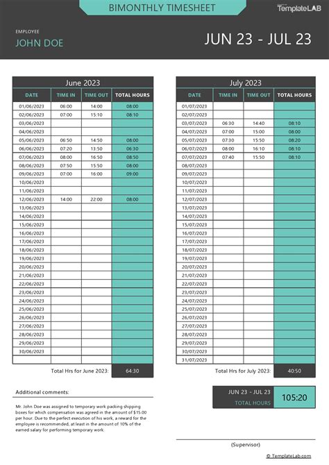 Free Timesheet Template Excel