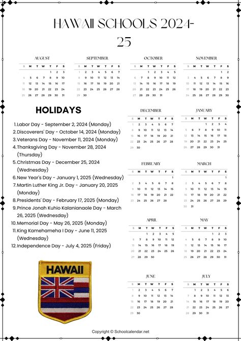 Hawaii School Calendar 2024 2025 County School District