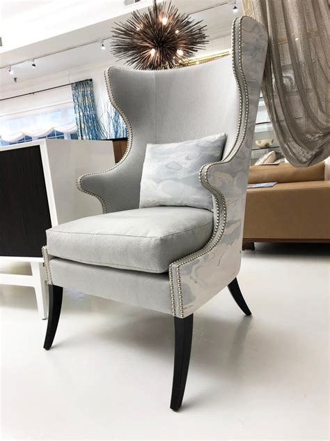 Modern Custom Wingback Chair With Nail Head Accents For Sale At 1stdibs
