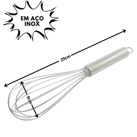 Batedor De Ovos Massa Bolo Manual Inox 29 Cm Kuni Presentes And Artigos