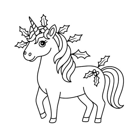 Coloriage Licorne De Noël Souriante Télécharger Et Imprimer Gratuit