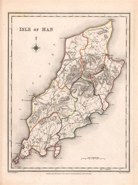 Old Map Of Isle Of Man By Samuel Lewis 1844 Douglas Ramsey Peel C