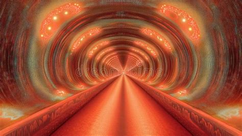 A Vibrant Abstract Tunnel With Glowing Patterns And A Central Pathway Stock Illustration