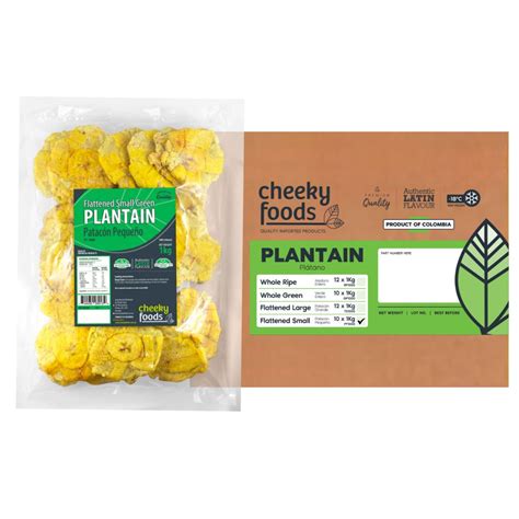 Frozen Flattened Small Green Plantain Box 10 X 1kg Cheeky Foods