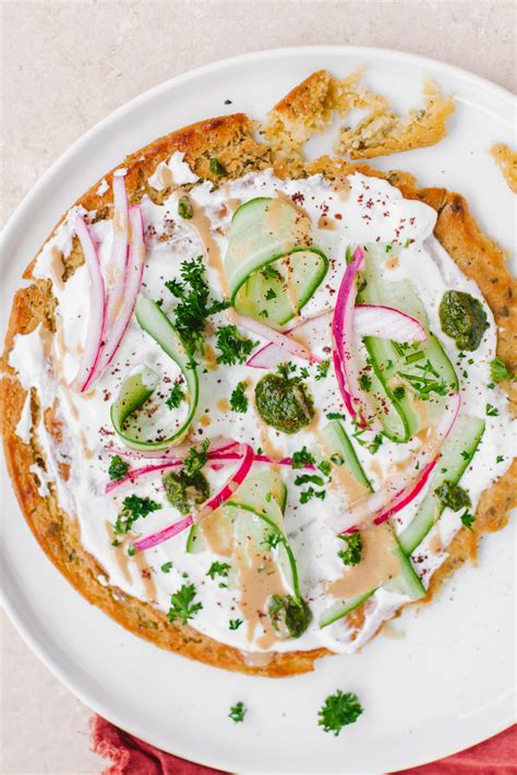 Falafel Flatbread With Greek Yogurt And Cucumbers By Gabriella