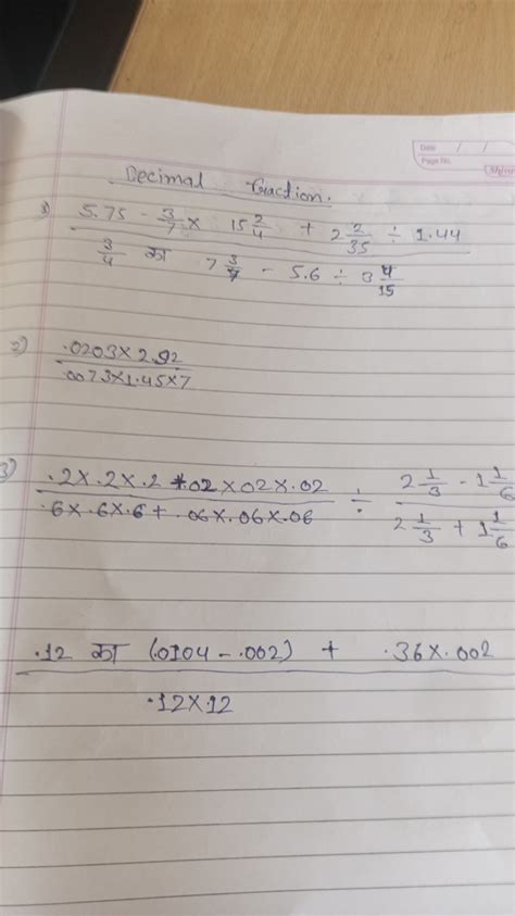 Solve The Following Problems Involving Decimals And Fractions 1 A 5 7