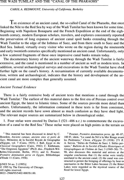 The Wadi Tumilat And The Canal Of The Pharaohs Journal Of Near