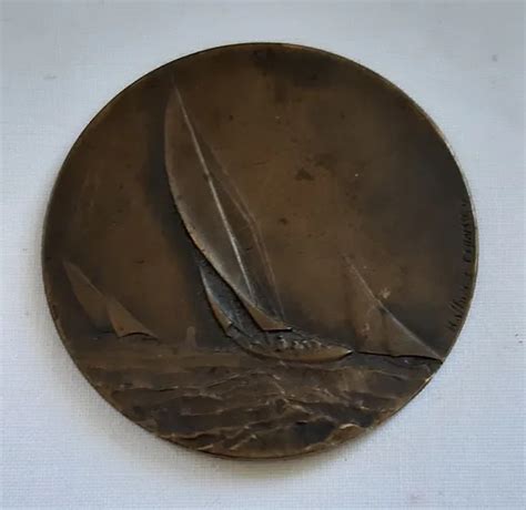 Medaille Ancienne En Bronze Voile Regates Par Haffner Fraisse