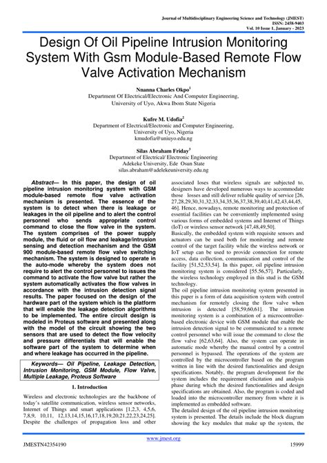 Pdf Design Of Oil Pipeline Intrusion Monitoring System With Gsm