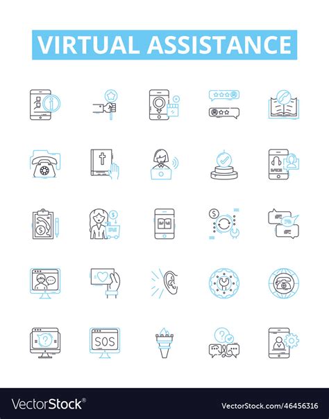 Virtual Assistance Line Icons Set Royalty Free Vector Image