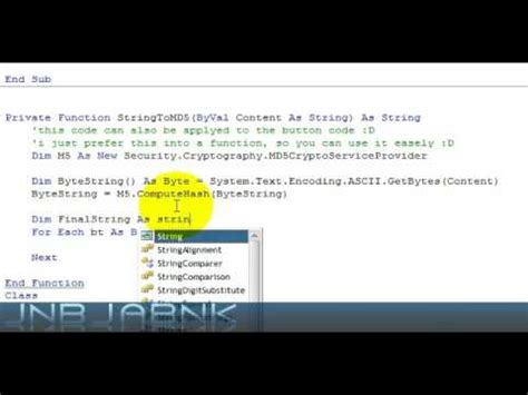 MD5 Encryption Vb 2008 NET YouTube