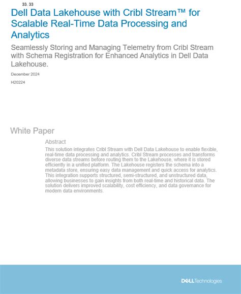 Dell Data Lakehouse With Cribl Stream™ For Scalable Real Time Data