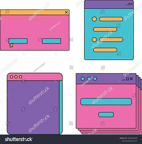 Collection Retro Ui Shapes Template Design Stock Vector Royalty Free