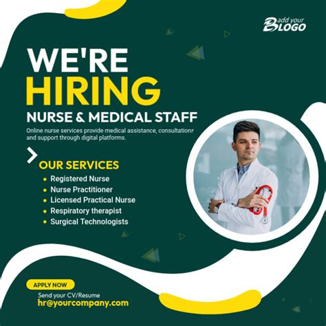 Professional Nurse Hiring Instagram Post Template Postermywall