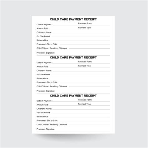 Day Care Receipt Format