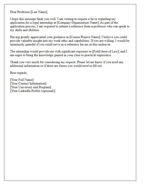 Letter Template For Legal Internship Reference Request Free Samples