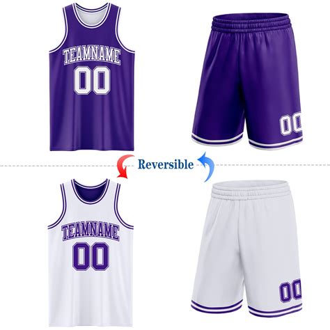 Custom Reversible Double Side Sublimation Basketball Suit Jersey Purple