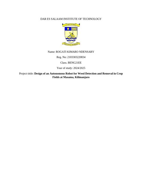 Autonomous Weed Removal Robot In Kilimanjaro Pdf