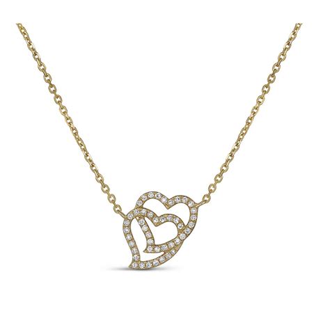 14k Gold Double Heart Necklace Dainty By Daniella Karagach