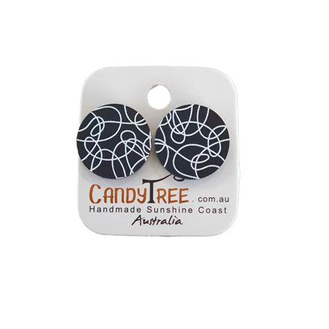 Acrylic Stud Round Black Squiggles Candy Tree