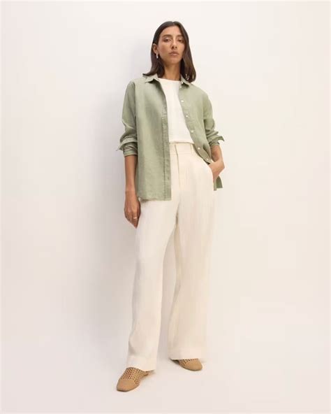 The Must Have Shirt In Linen Sage Green Relaxed Shirt Green Shirt