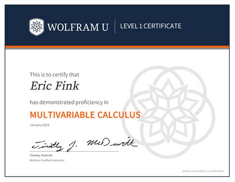 Wolfram U Certificate Introduction To Multivariable Calculus