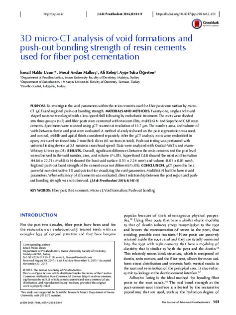 Pdf 3d Micro Ct Analysis Of Void Formations And Push Out Bonding