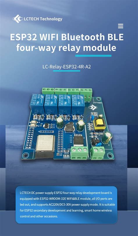 ac dc power supply esp32 wifi bt ble 4 way relay module