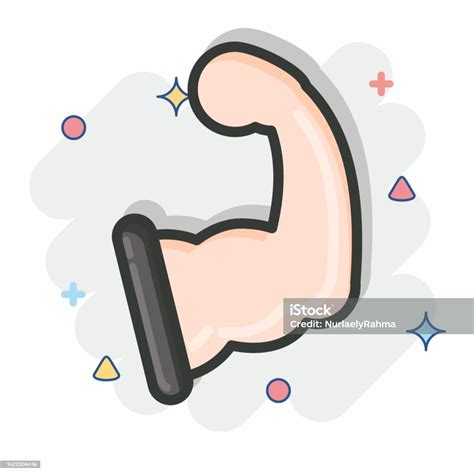 아이콘 팔 전투 스포츠 기호와 관련된 만화 스타일 편집 가능한 간단한 디자인 간단한 그림권투 3차원 형태에 대한 스톡 벡터 아트