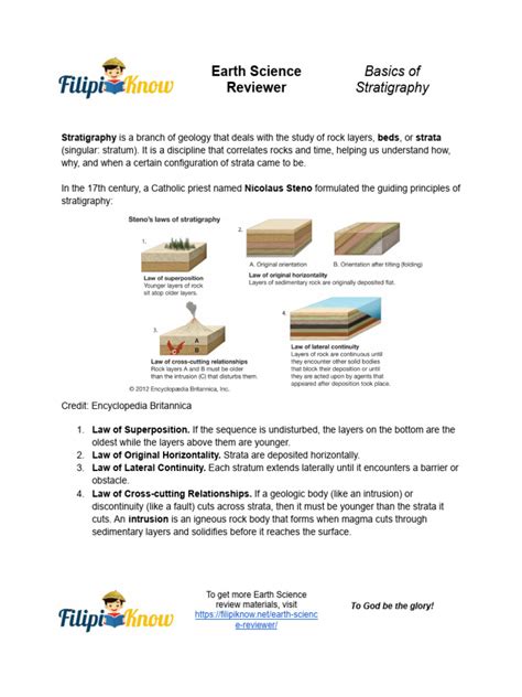 Earth Science Reviewer Basics Of Stratigraphy Pdf Stratigraphy
