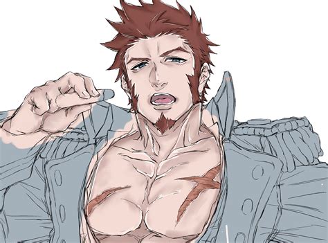 Safebooru 1boy Beard Blue Eyes Brown Hair Chest Cigar Commentary