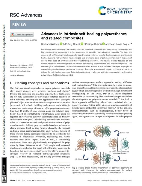 Pdf Advances In Intrinsic Self Healing Polyurethanes And Related