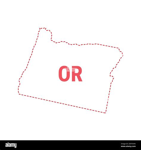 Oregon Us State Map Outline Dotted Border Vector Illustration Two