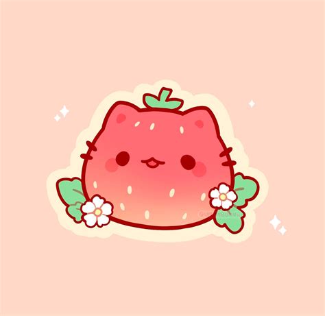 Strawberry Cat Sticker Stickers Cute Decal Cut Artofit