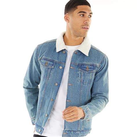 Buy Fluid Mens Sherpa Lined Denim Jacket Light Blue Denim Wash