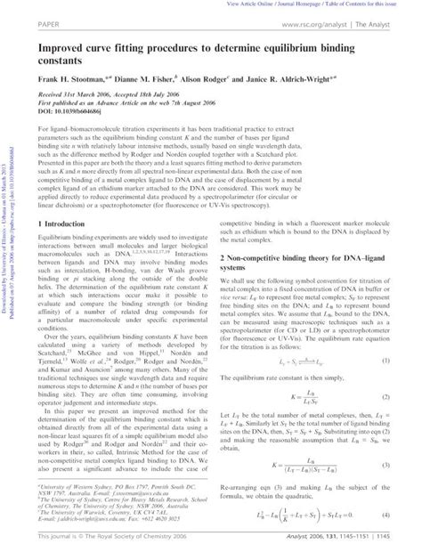 Pdf Improved Curve Fitting Procedures To Determine Equilibrium