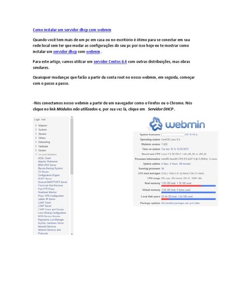 Como Instalar Um Servidor Dhcp Com Webmin Pdf