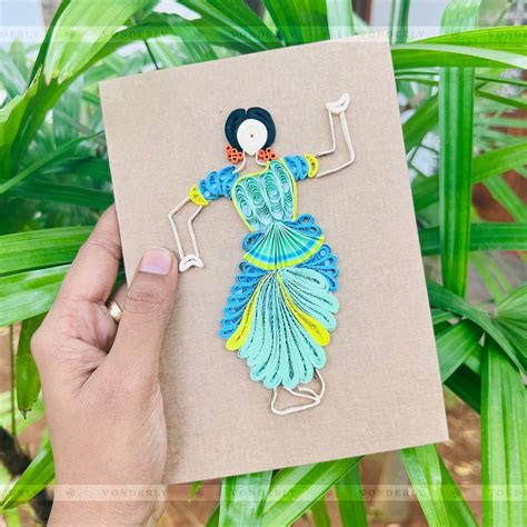 Handmade Bharatanatyam Dancer Design Quilling Card By Vonderly Eco