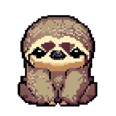 Cute Pixel Sloth Sticker Pixel Art Cute Sloth