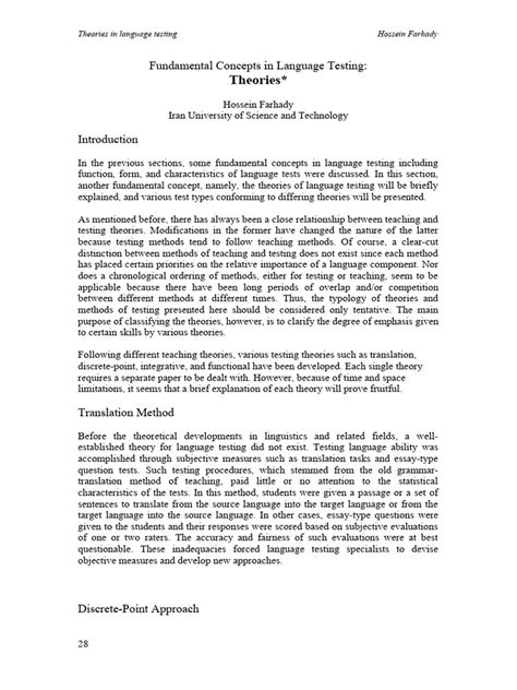 Theories Of Language Testing By Farhady Pdf Theory Multiple Choice