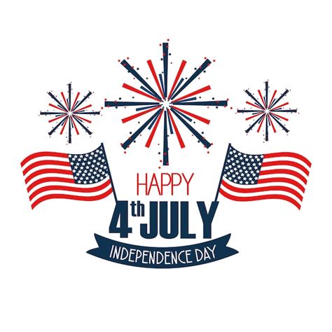 Premium Vector Independence Day With Flags And Fireworks Celebration
